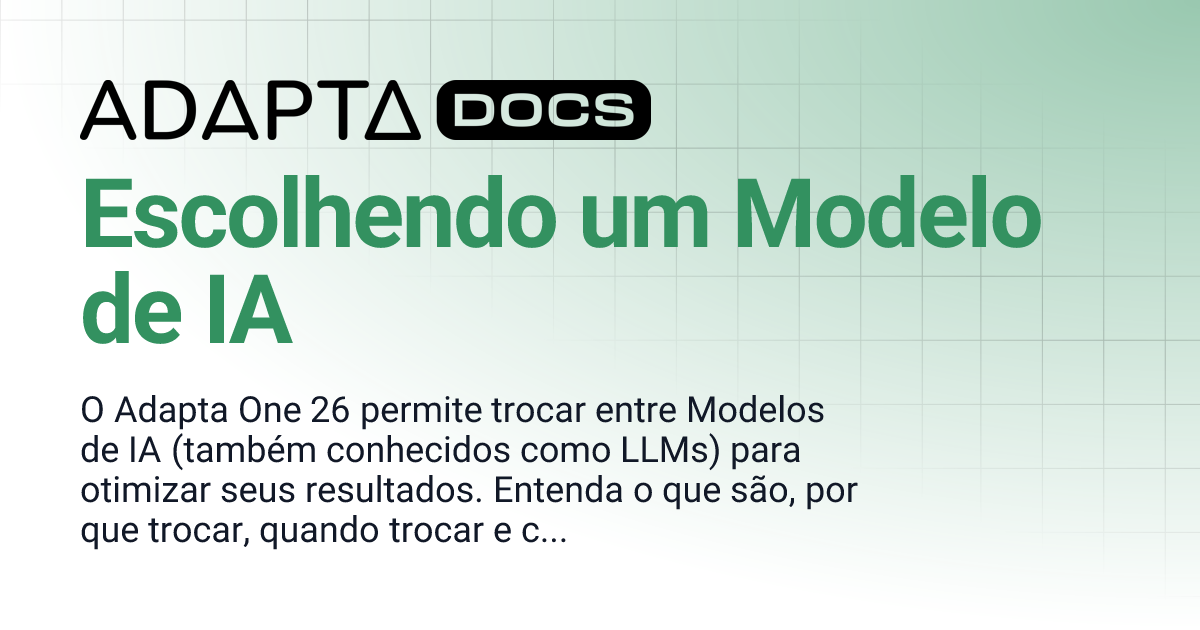 Escolhendo um Modelo de IA | Adapta Docs